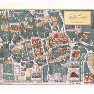 Map of Berkeley Campus University of California. Home Deco Style Old ...