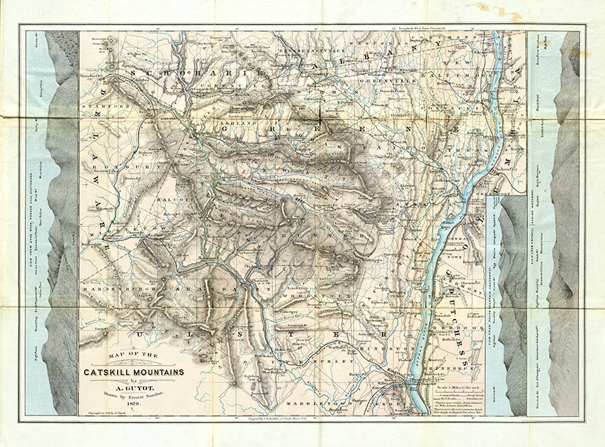 Map of Catskill Mountains 1879 New York NY. Vintage | Etsy