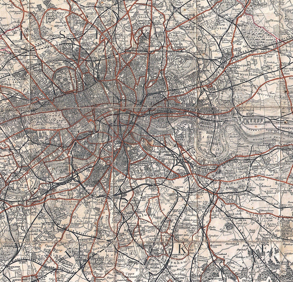 Historic London Map England U.K. 1900s. Restoration Hardware | Etsy