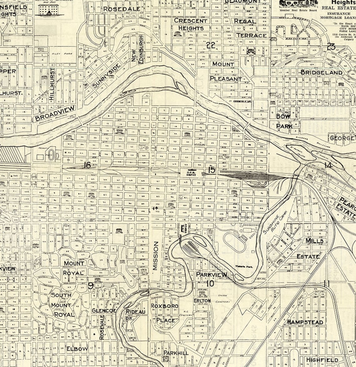 Map of Calgary Alberta Canada in 1950. Restoration Hardware - Etsy