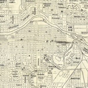 Map of Calgary, Alberta, Canada in 1950. Restoration Hardware Home Deco ...