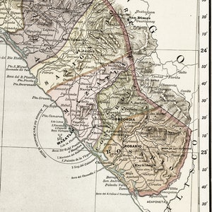 Map of Sinaloa. Mexico 1886. Vintage Restoration Hardware Home Deco ...