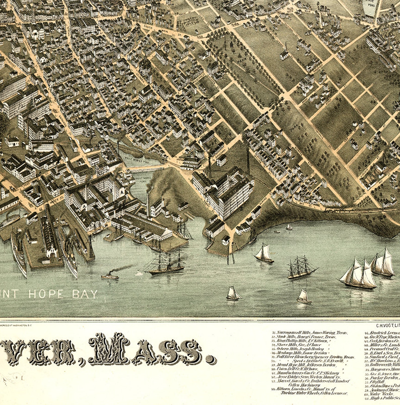 Map of City of Fall River, Bristol Co., Massachusetts, MA, 1877 ...