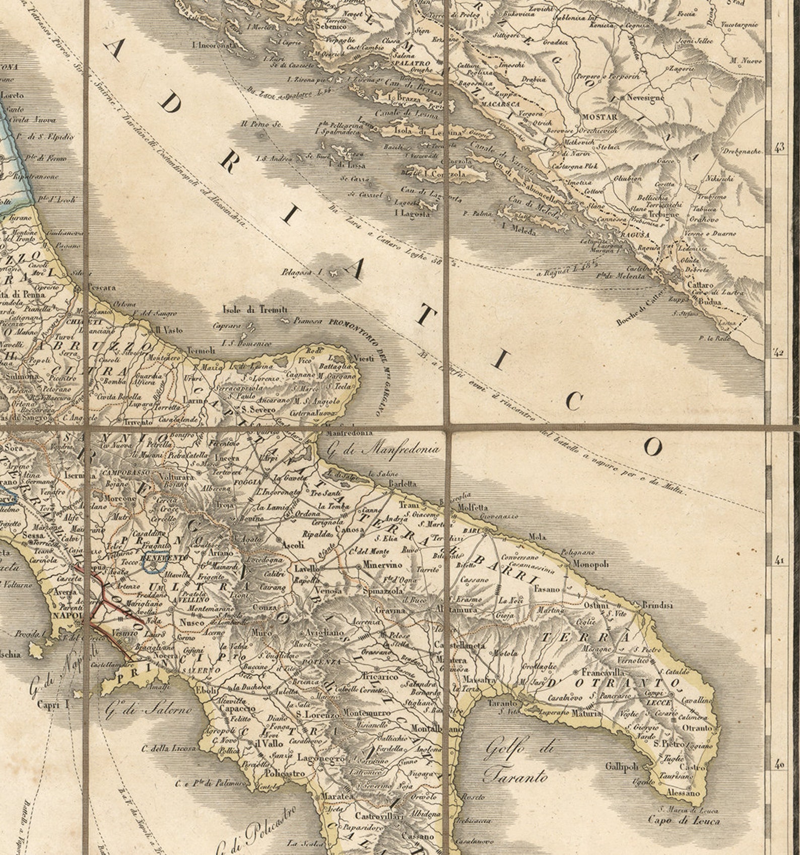 Map of Italy 1851. Vintage Restoration Hardware Home Deco - Etsy