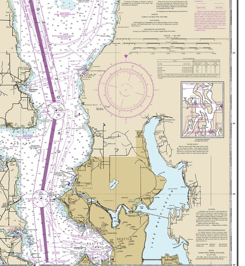 Nautical Charts of Puget Sound Northern Part. 18441. | Etsy