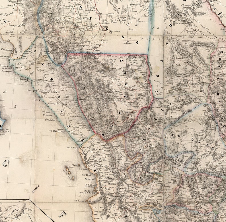 Map of Mexico 1863. Carta General De La Republica Mexicana. Vintage ...