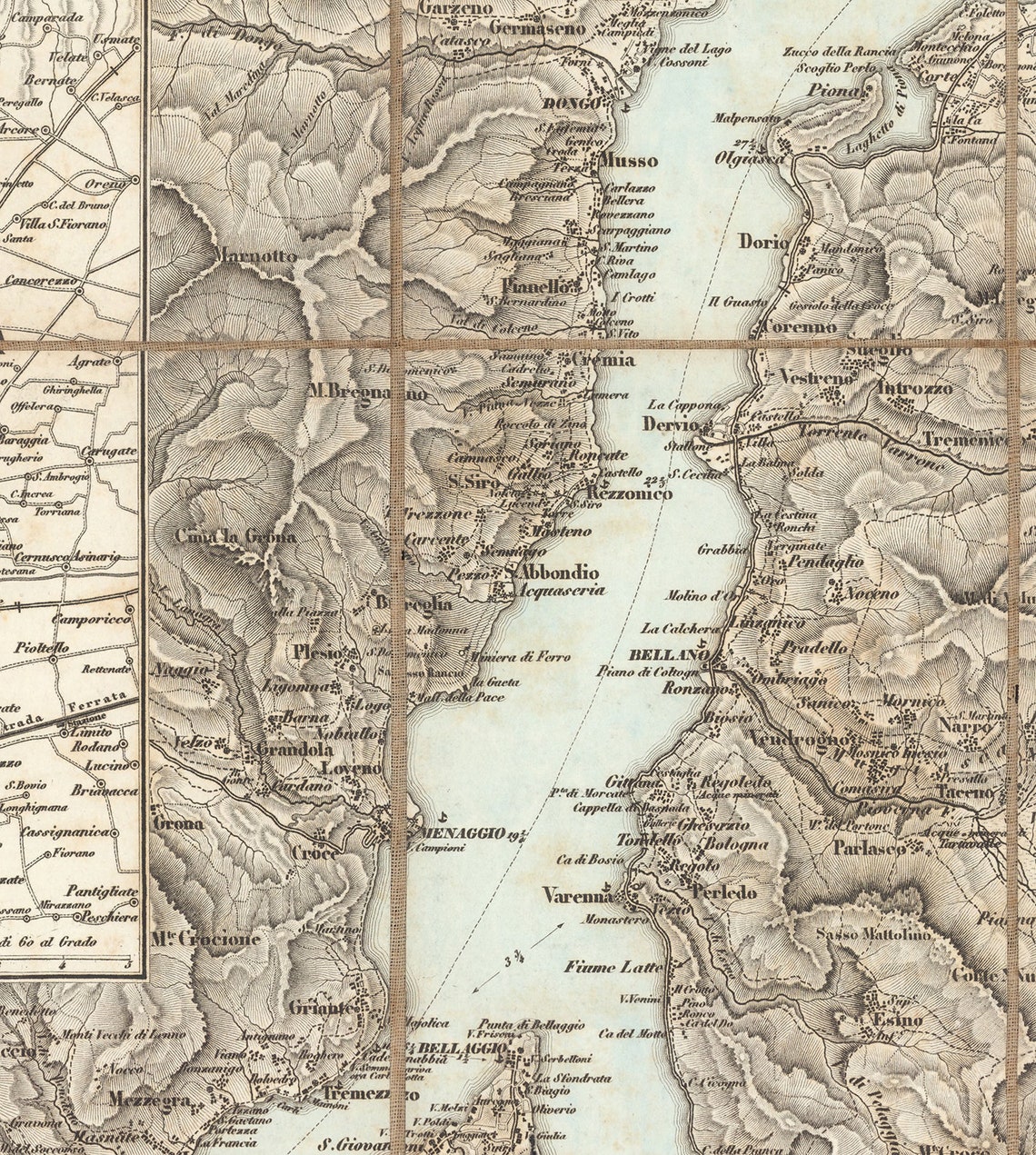 Topographical Map of Lake Como, Italy. 1864 Vintage Art Reproduction ...