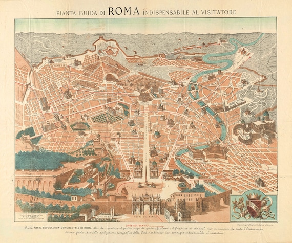 Al Mapa De Roma 'Rome, Italy' Poster, Picture, Metal Print, Paint By