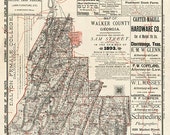 Map of Walker County Georgia GA 1893. Vintage Restoration - Etsy