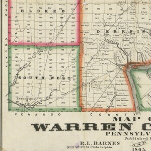 Map of Warren County, Pennsylvania. 1865. Vintage Restoration Hardware ...