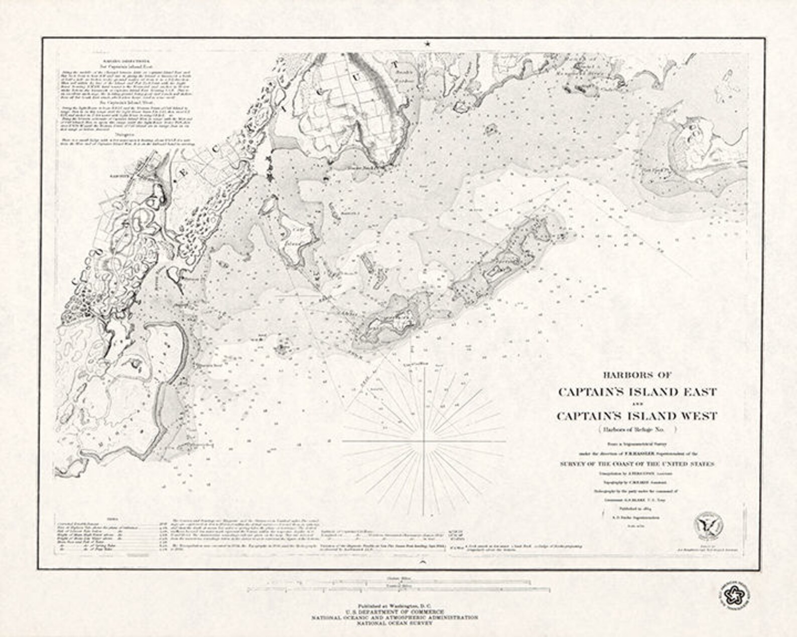 Map of Harbors of Captain's Island East and Captain's - Etsy