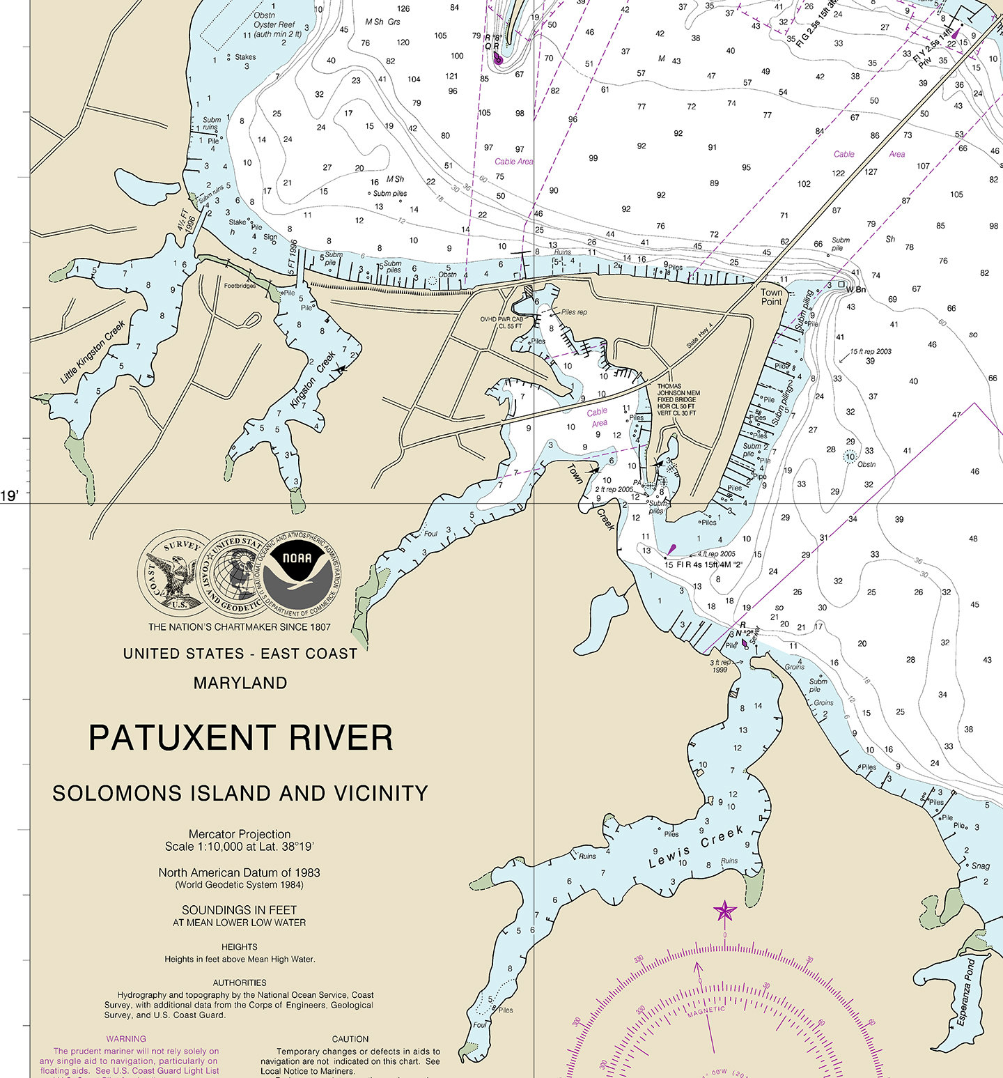 Patuxent River Solomons Island Map – NOAA Nautical Chart 12284 ...