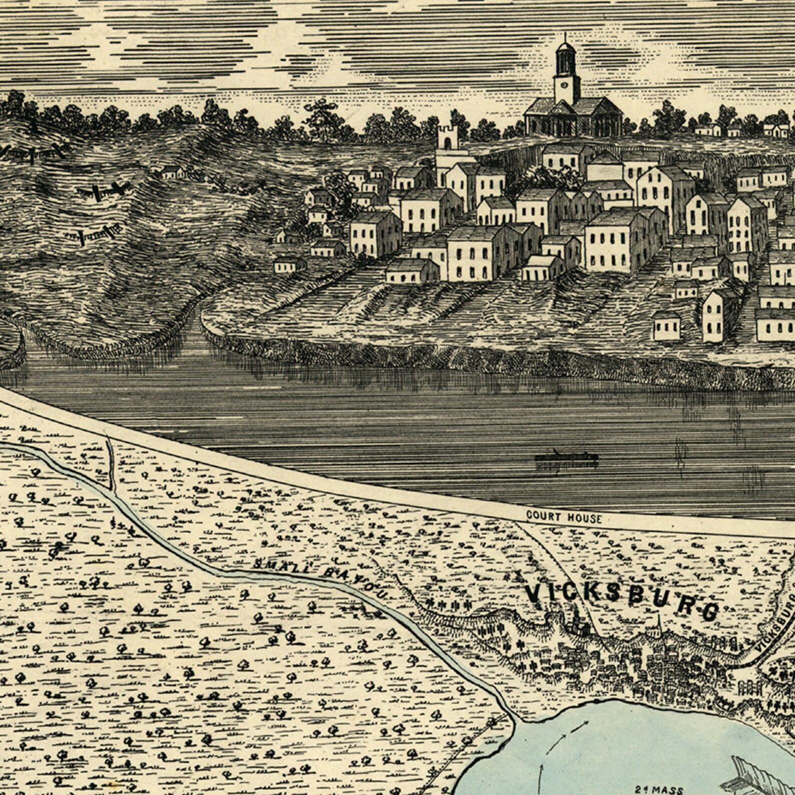 View of Vicksburg, Warren Co., Mississippi MS. 1863. Vintage ...