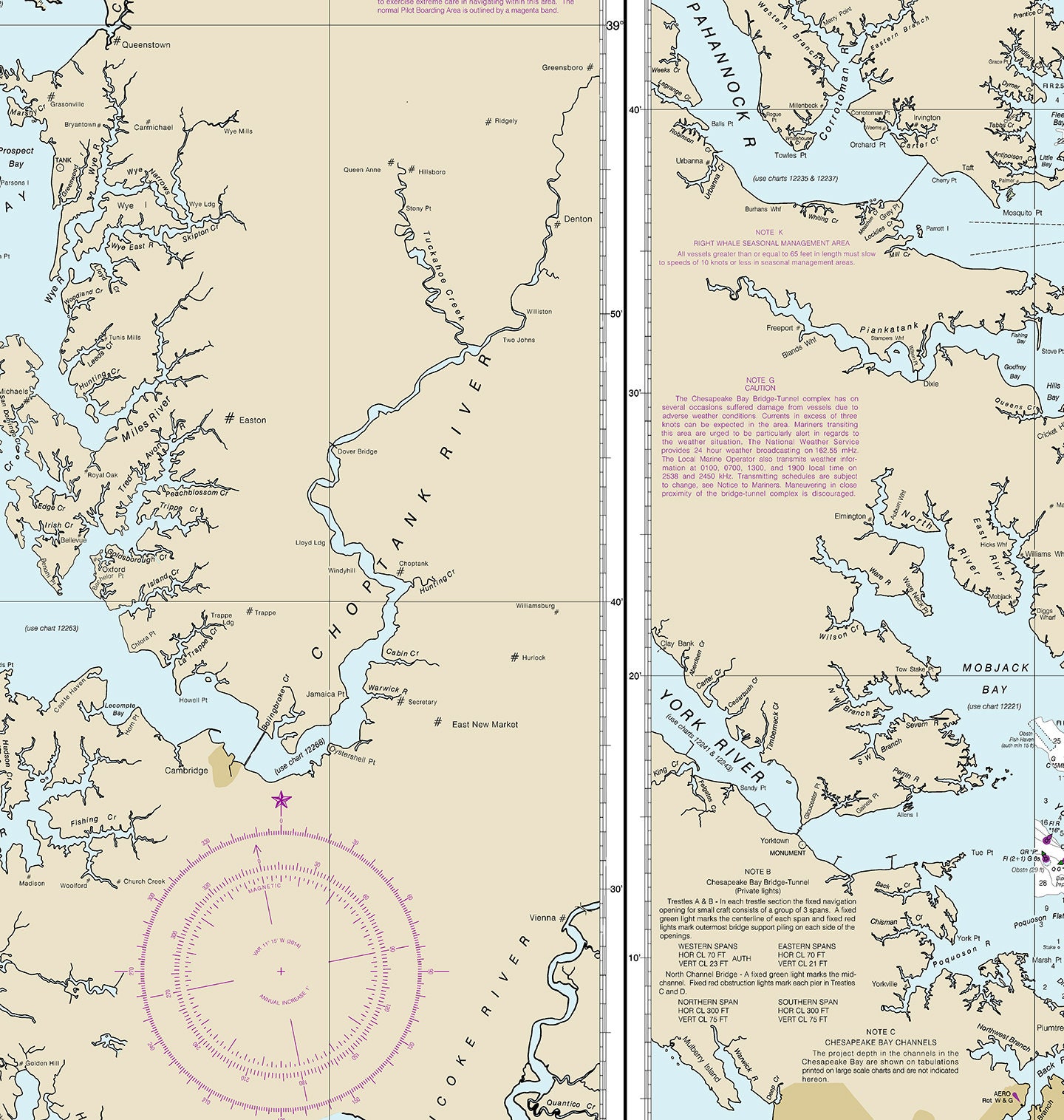 Nautical Charts of Chesapeake Bay. 12280. Maryland Virginia. - Etsy