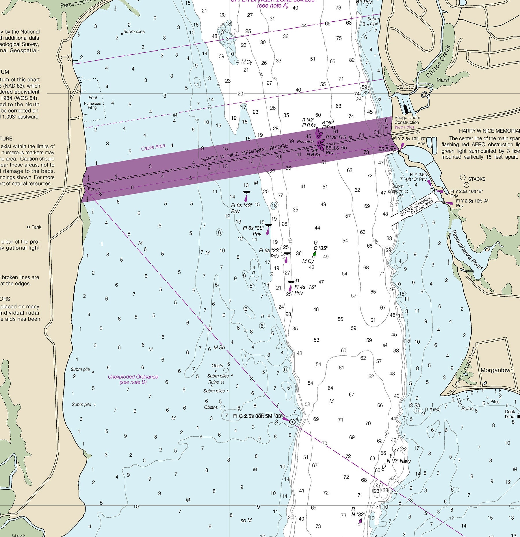Potomac River Dahlgren Map – NOAA Nautical Chart 12287 Reproduction ...