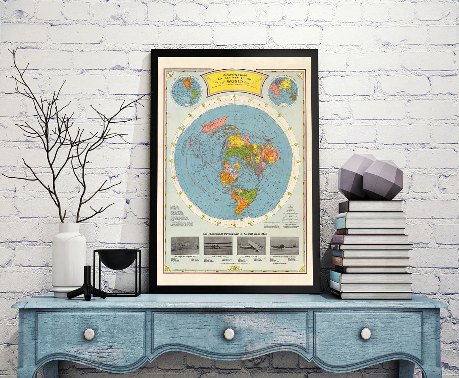 Air Age Map of the World. A Polar Projection Map Print. - Etsy