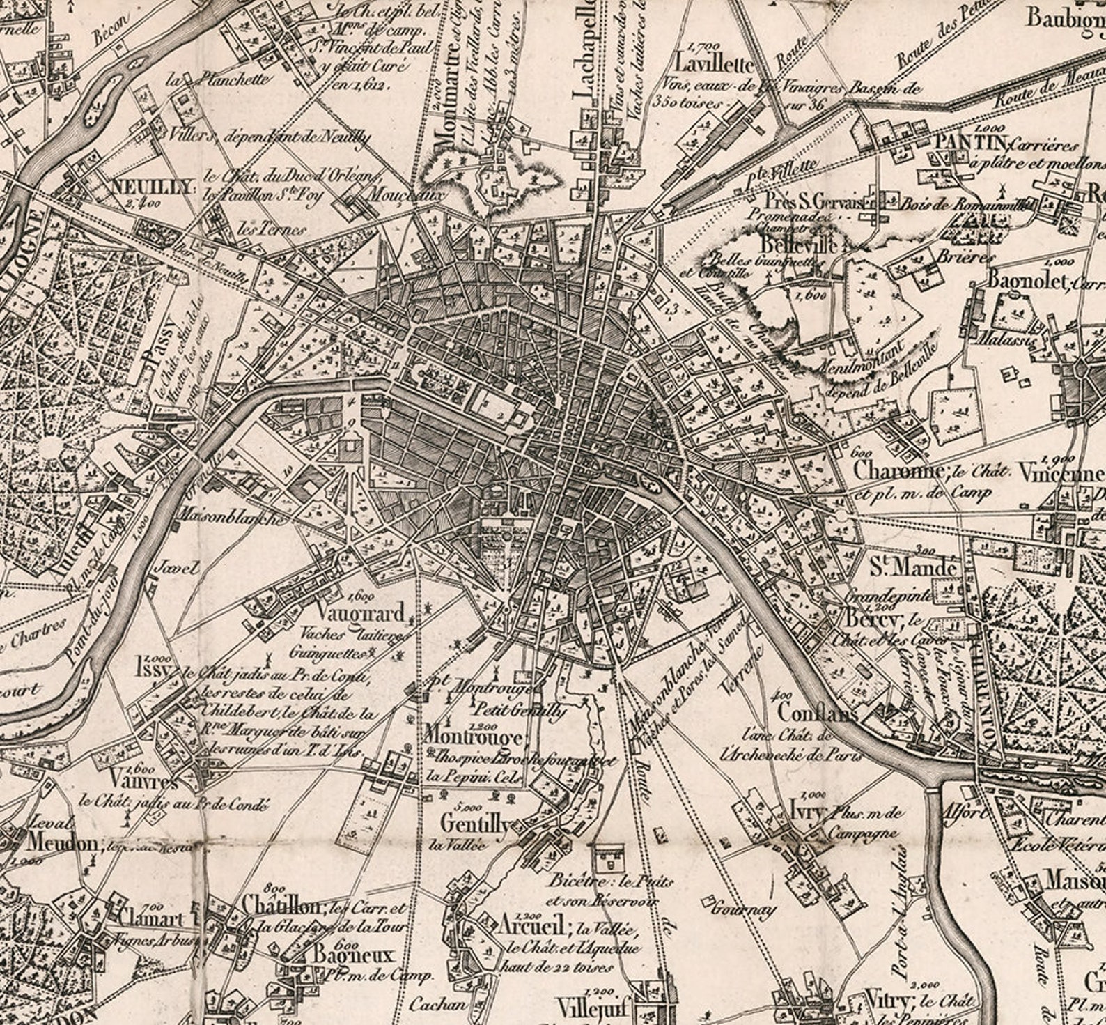 Map of Paris France 1832. Restoration Hardware Home Deco - Etsy