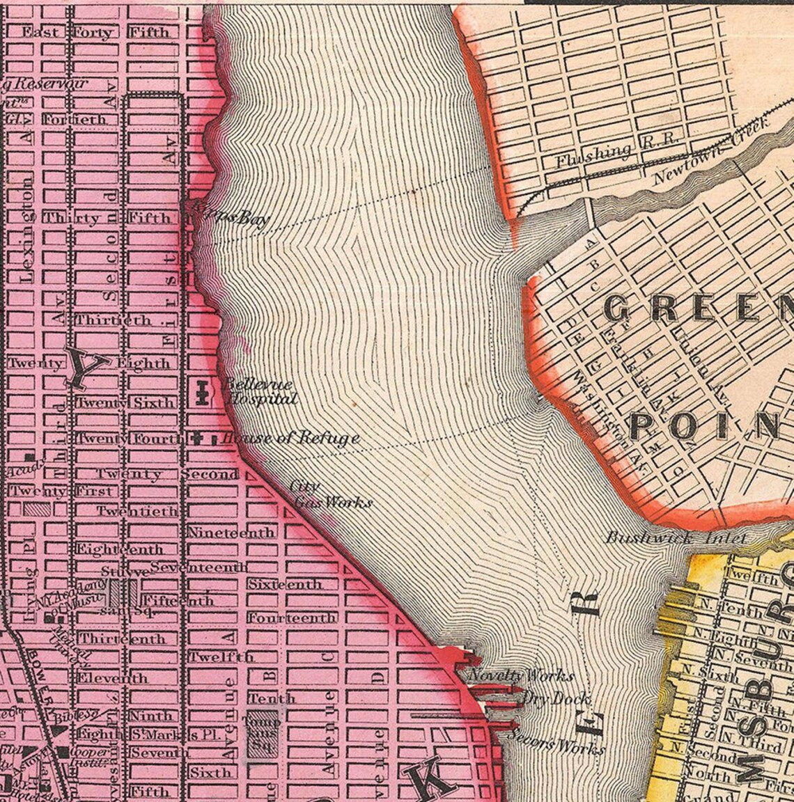 Plan of Manhattan, New York City From Mitchell’s New General Atlas ...