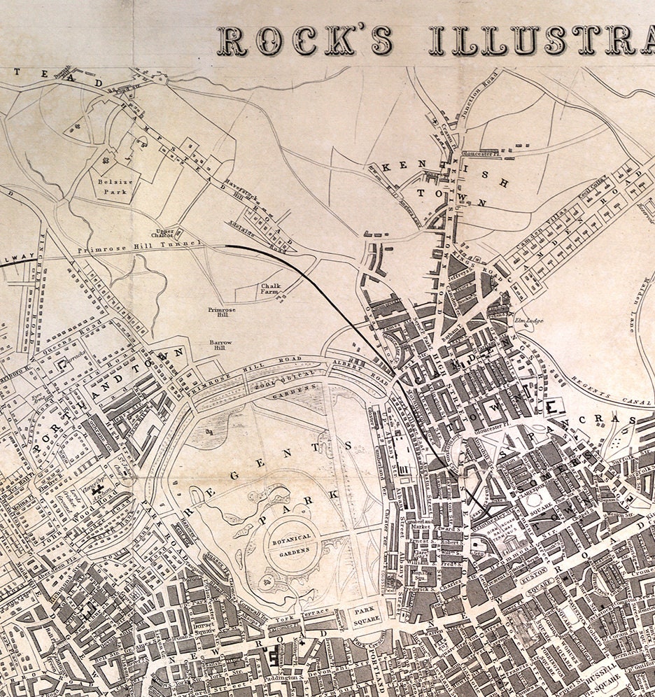 Map of London 1845. Vintage Restoration Hardware Home Deco | Etsy Canada