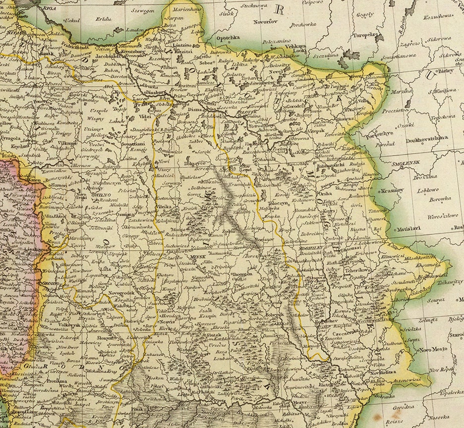 Old Map of Poland, 1814. Vintage Restoration Hardware Home Deco Style ...