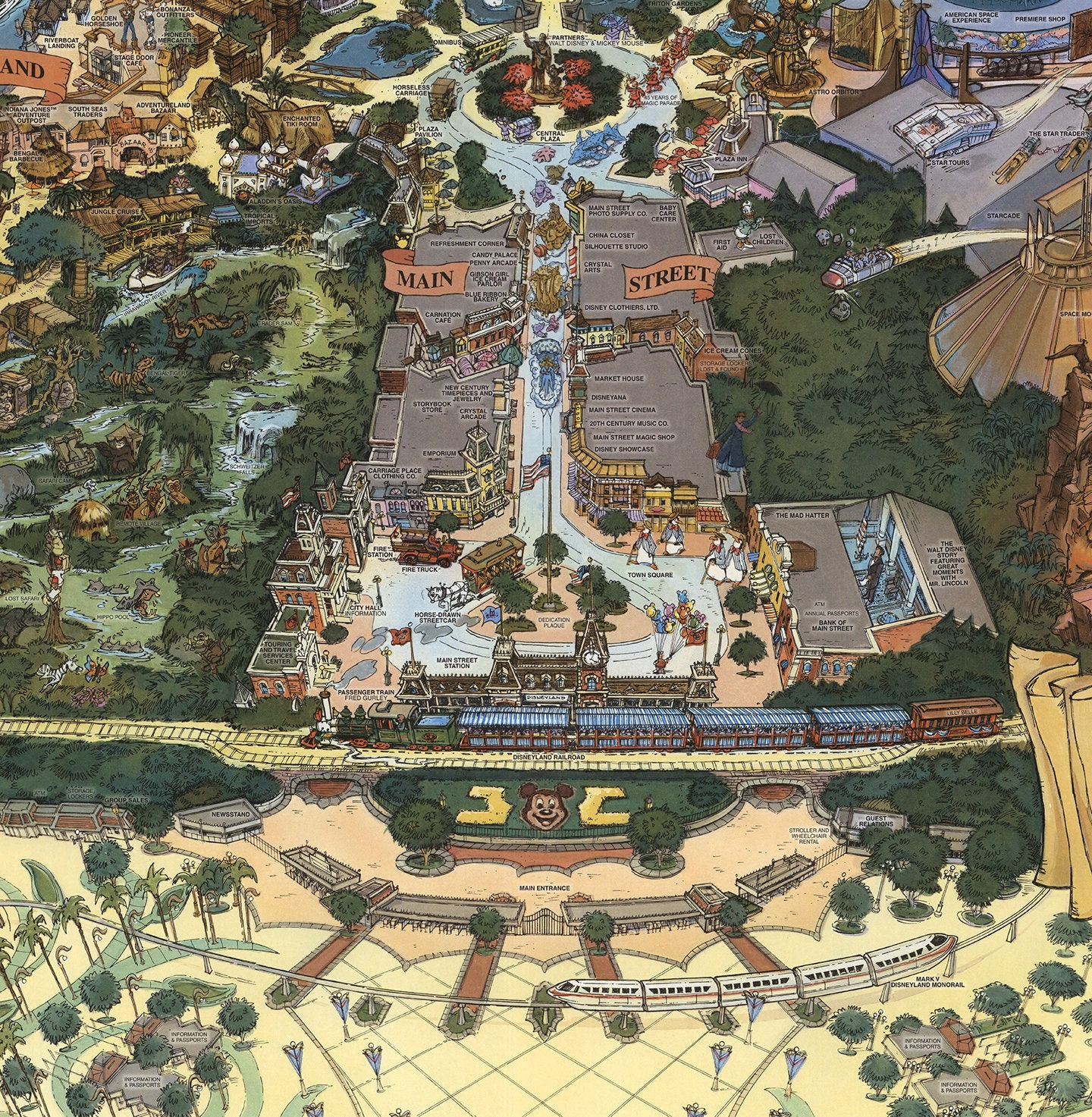 Disneyland Map Panoramic Birds Eye View Map of Disney Land. - Etsy Hong ...