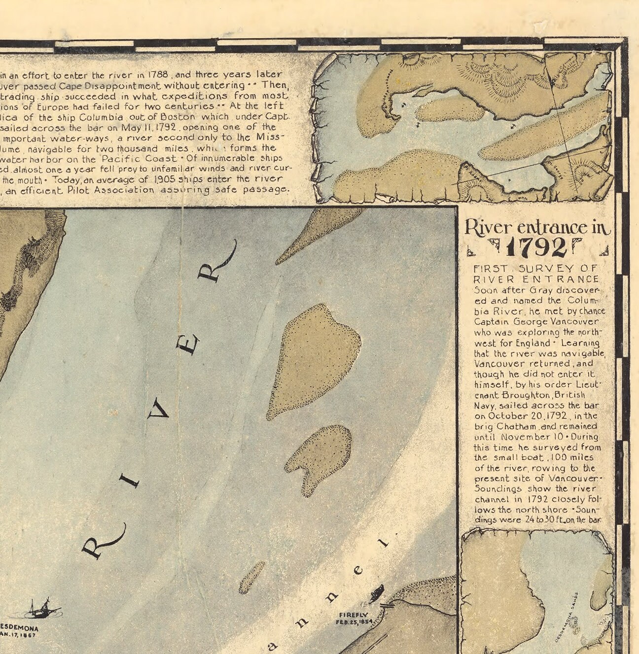 Map of Columbia River Entrance, the Wrecks and Its Marine History ...