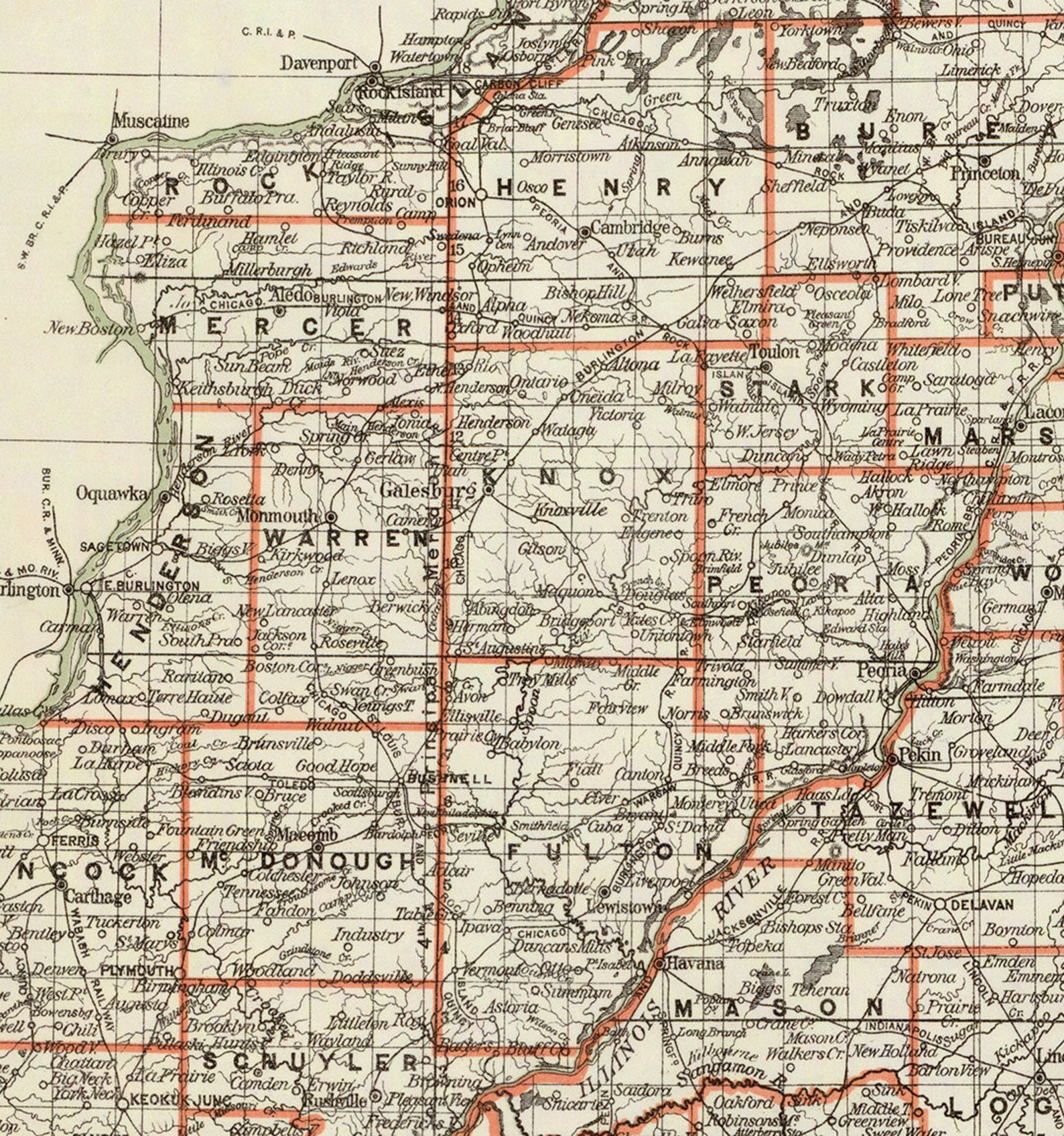 Map of State of Illinois 1878. Vintage Home Deco Style Old - Etsy