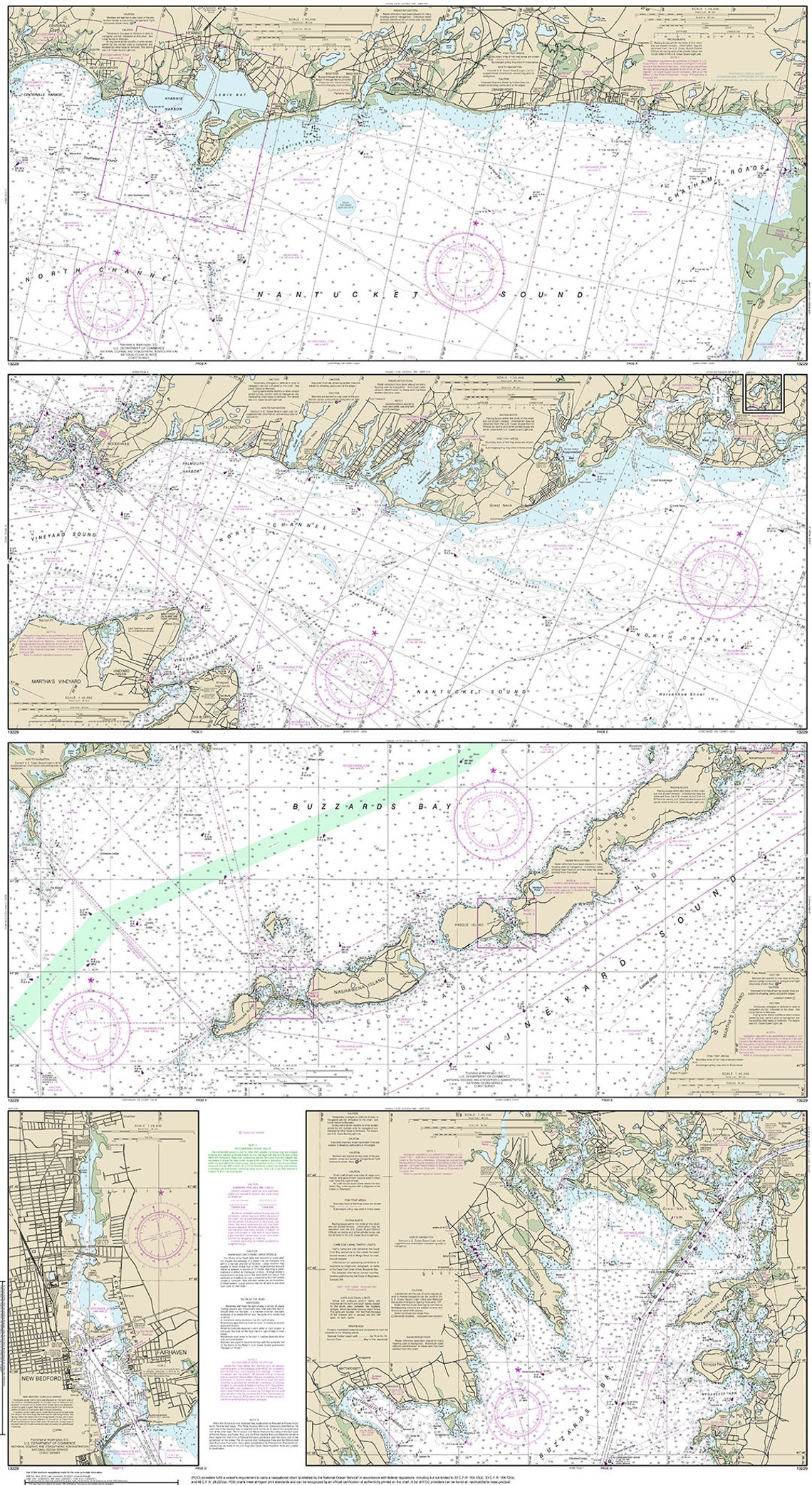 Nautical Charts of South Coast of Cape Cod and Buzzards Bay - Etsy
