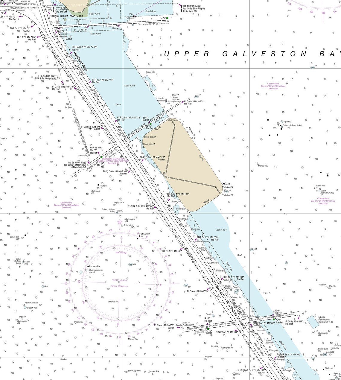 Upper Galveston Bay & Houston Ship Channel Map – NOAA Chart 11327 ...