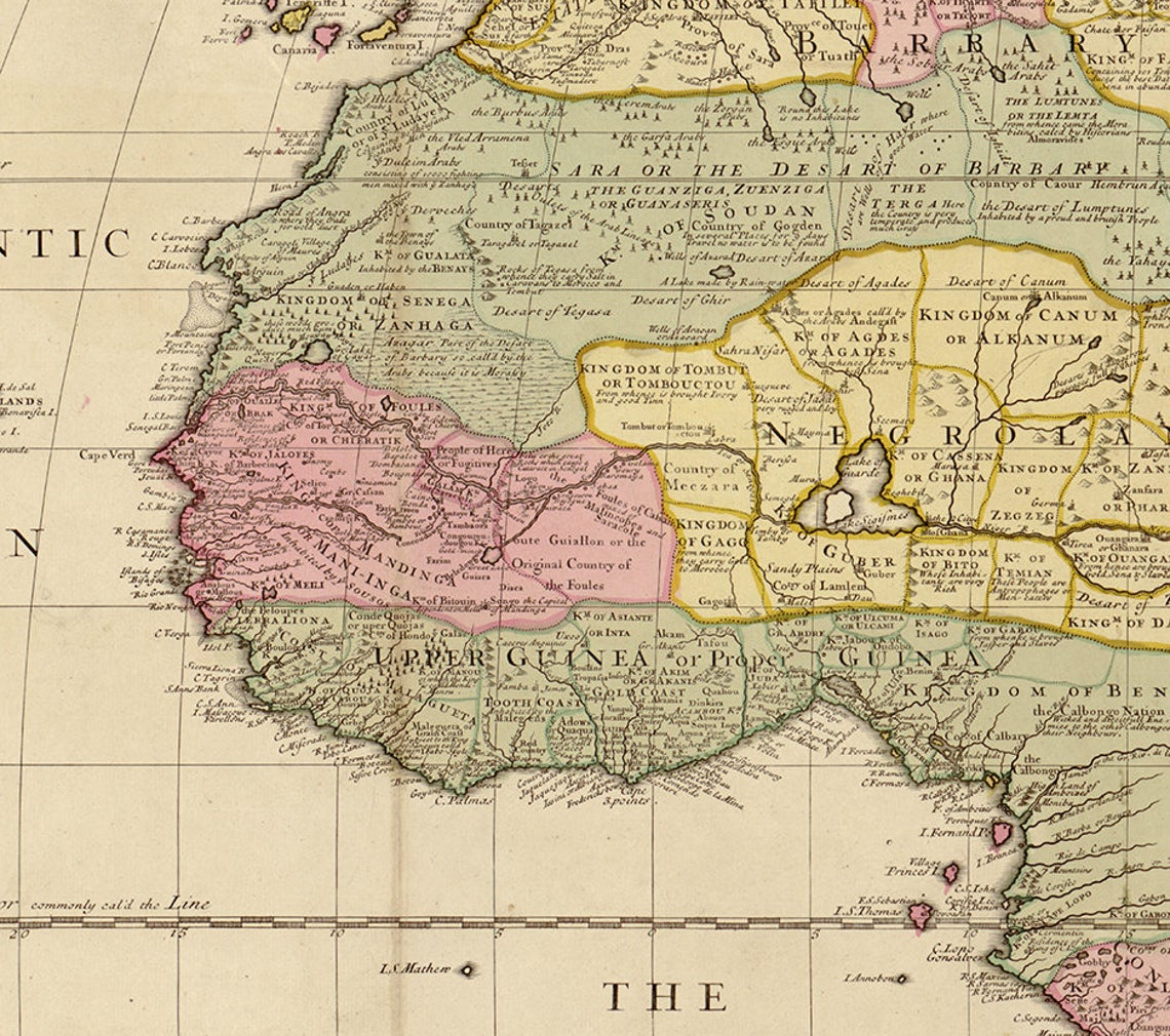 Map of Africa 1725. John Senex. Vintage Restoration Hardware | Etsy