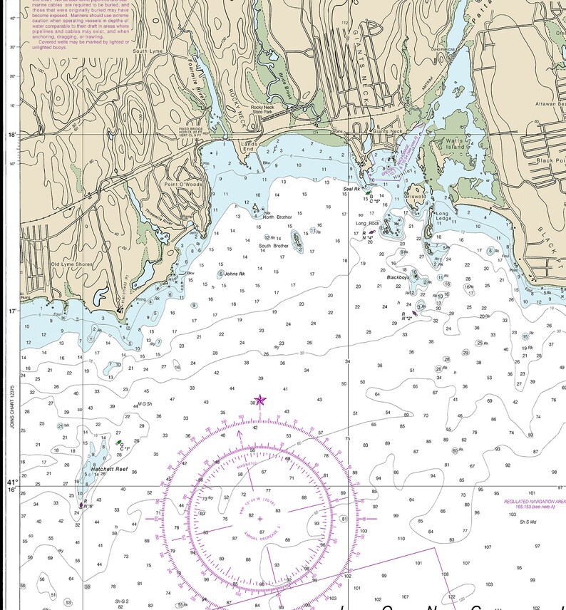 Nautical Chart of North Shore of Long Island Sound Niantic Bay - Etsy