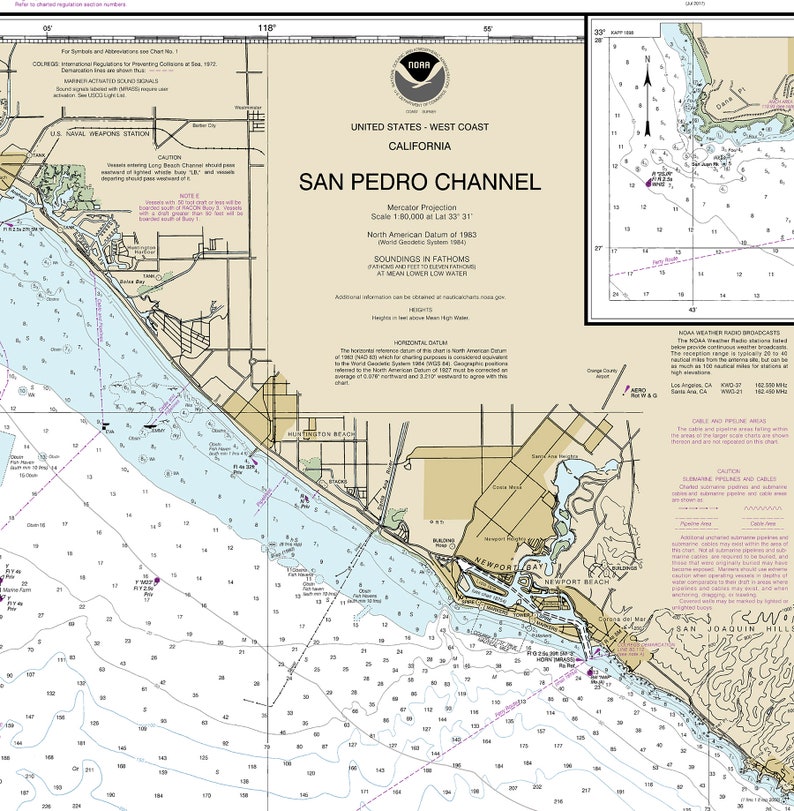San Pedro Channel & Dana Point Harbor Map – California Nautical Chart ...