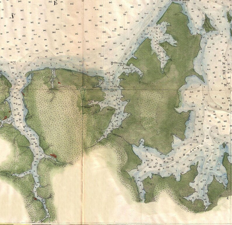 Nautical Charts of Neuse River, North Caroline, NC 1874. Restoration ...