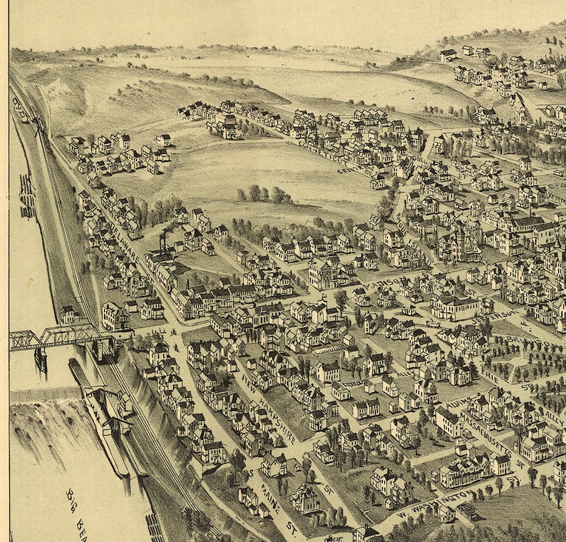 Map of Rochester Beaver Co. Pennsylvania. 1900. Restoration - Etsy
