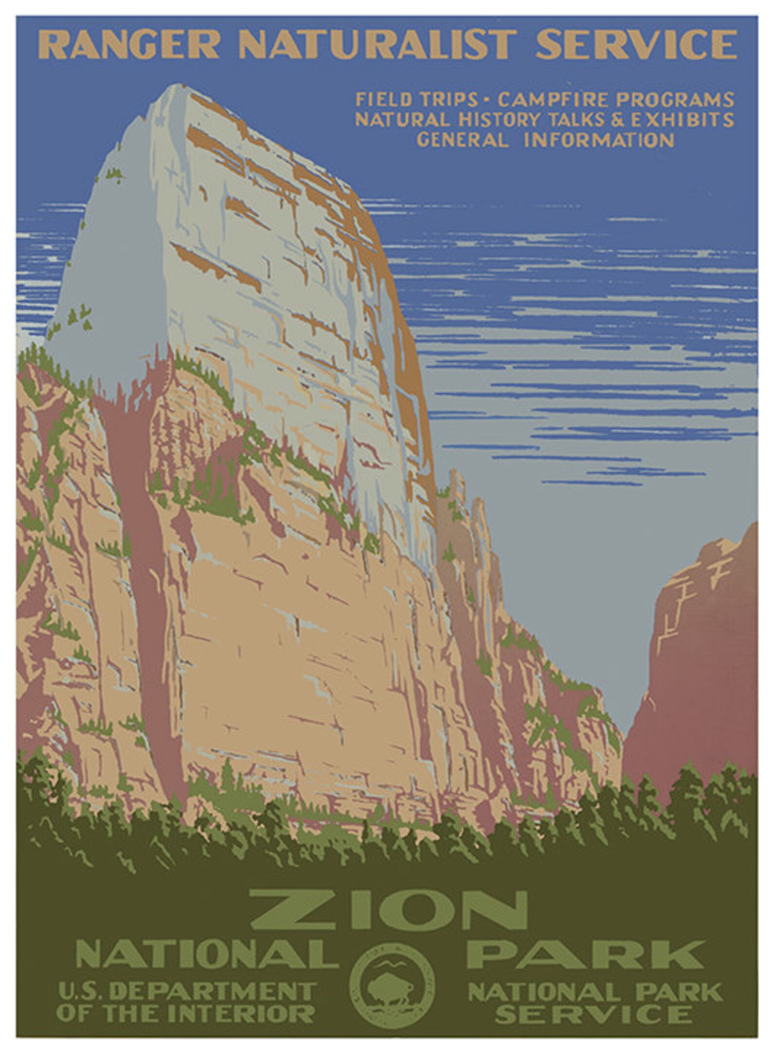 Zion National Park, Ranger Naturalist Service. Reproduction Vintage ...