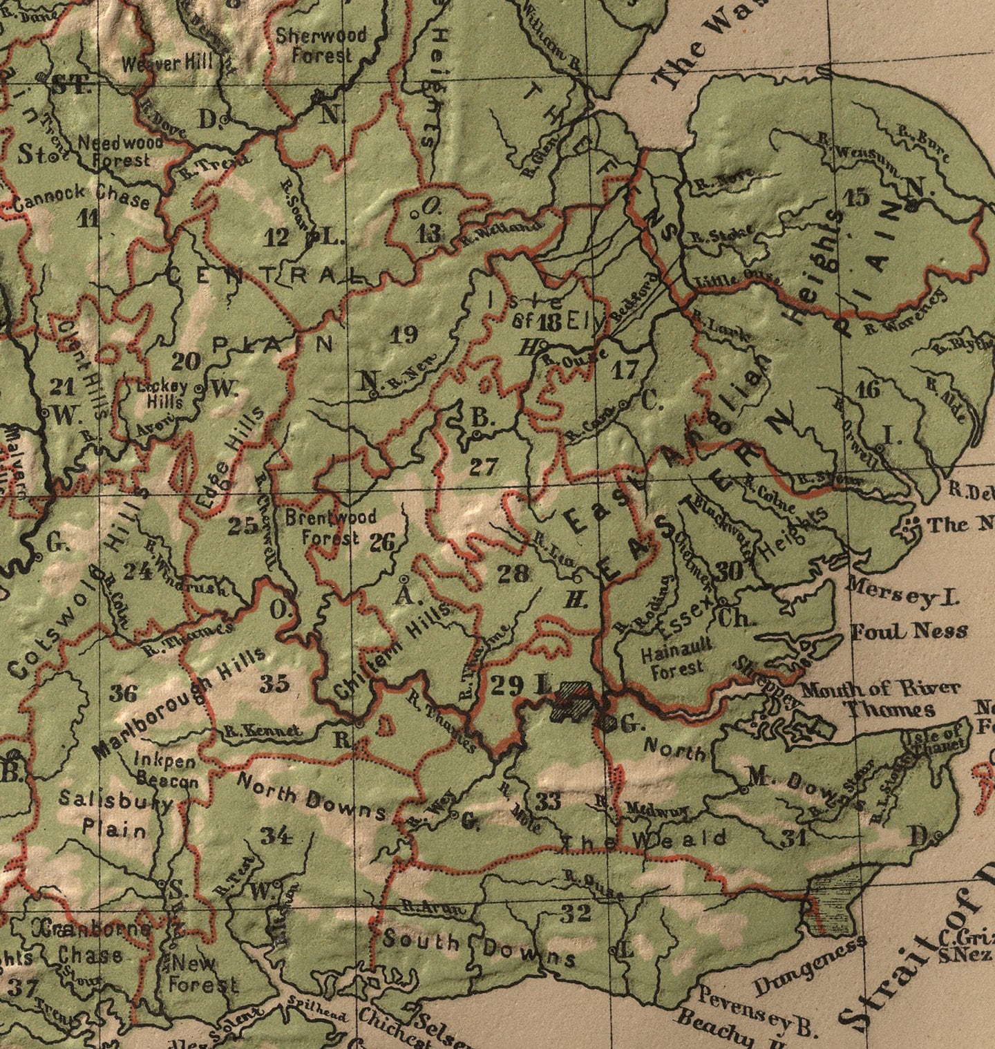 Map of England 1880. Vintage Restoration Hardware Home Deco - Etsy