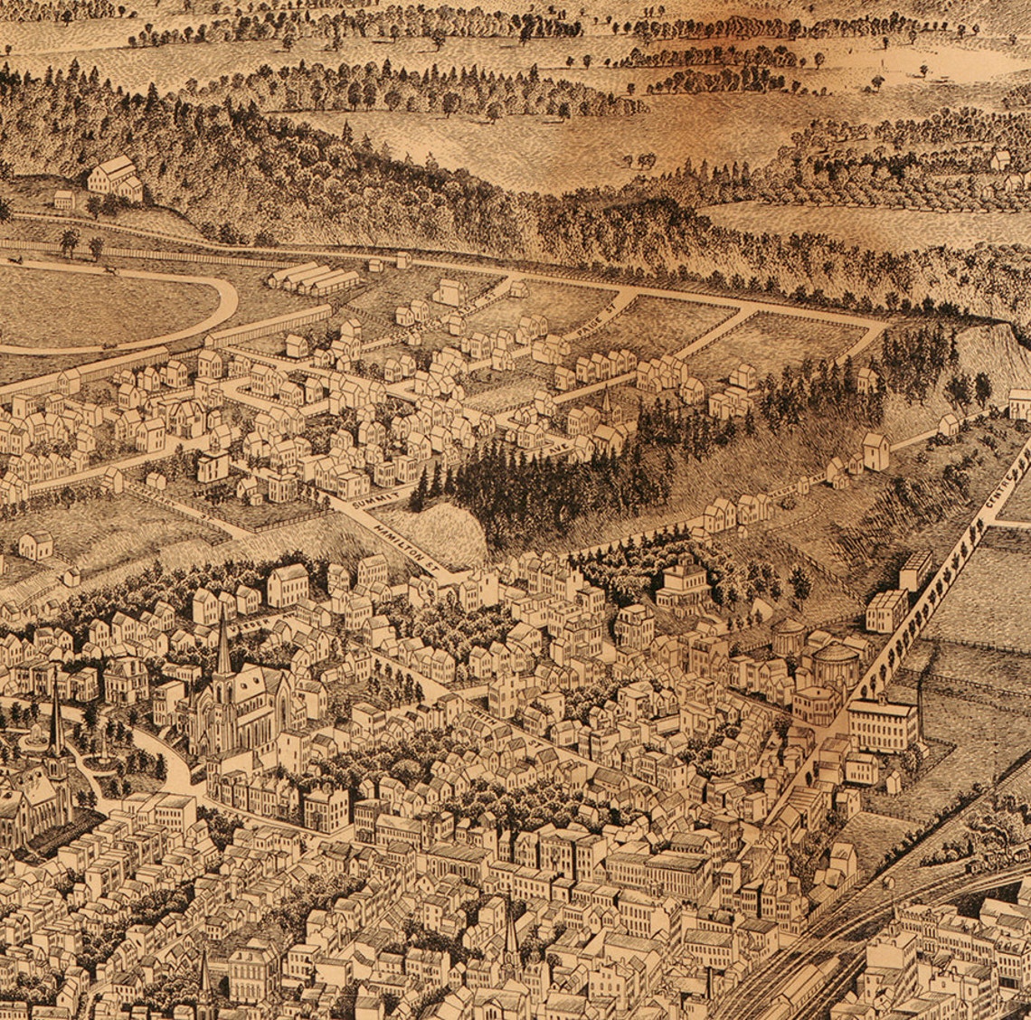 Map of Schenectady, New York, NY. 1882. Vintage Restoration Hardware ...