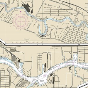 Nautical Charts of Houston Ship Channel, Carpenters Bayou to Houston ...