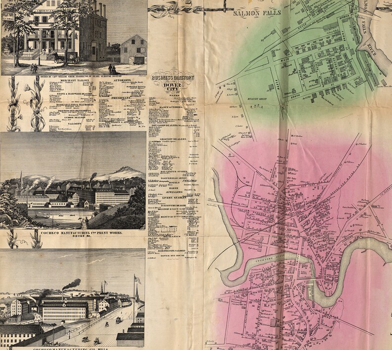 Map of Strafford County New Hampshire 1856. Vintage Home | Etsy