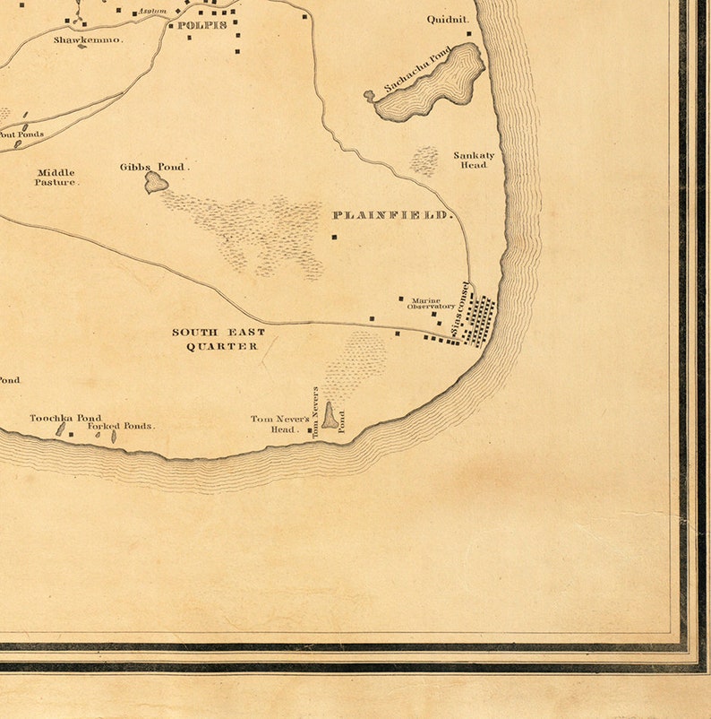 Map of Nantucket Including Tuckernuck Massachusetts Ma. | Etsy
