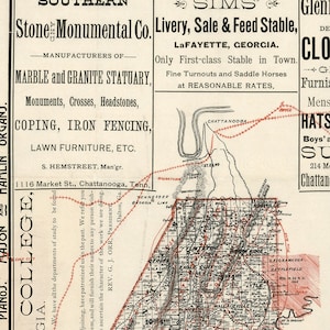 Map of Walker County, Georgia GA 1893. Vintage Restoration Hardware ...