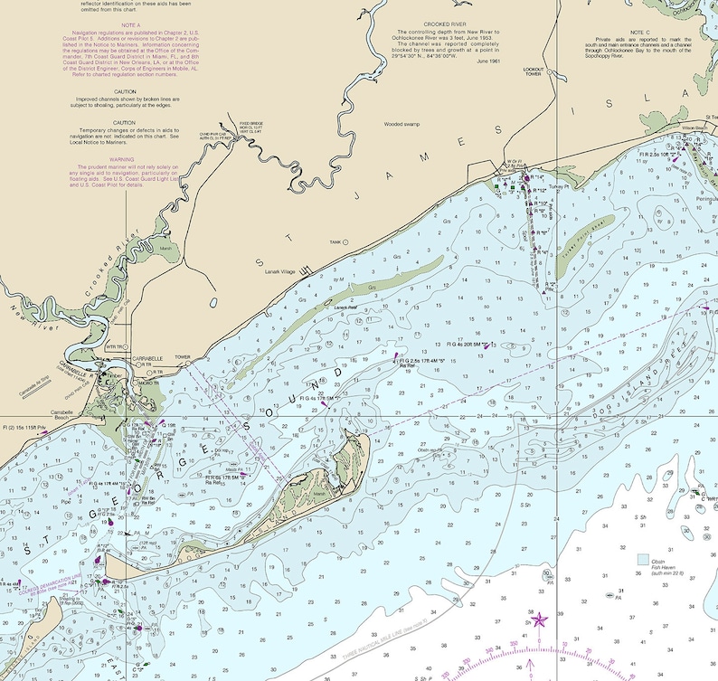 Nautical Chart of Apalachee Bay 11405. Florida. St James - Etsy