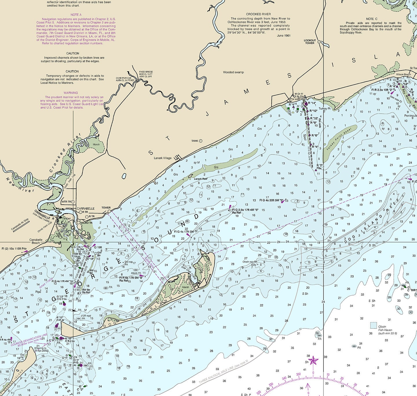 Nautical Chart of Apalachee Bay 11405. Florida. St James - Etsy