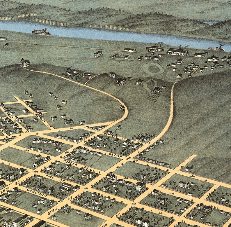 Map of Chattanooga Hamilton County Tennessee 1871. - Etsy