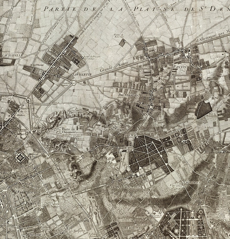 Map of Paris, France, 1795. Restoration Hardware Home Deco Style Old ...