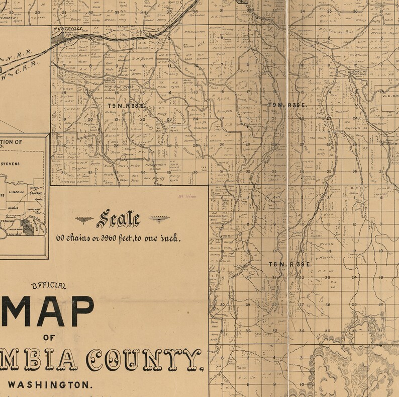 Map of Columbia County Washington 1900 Geological Map - Etsy