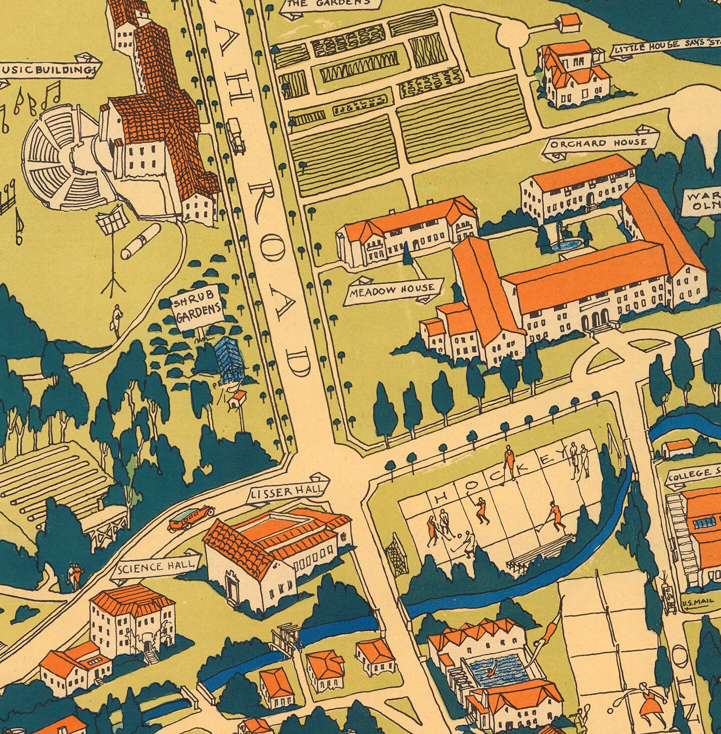 Map of Mills College Oakland CA. Home Deco Style Old - Etsy