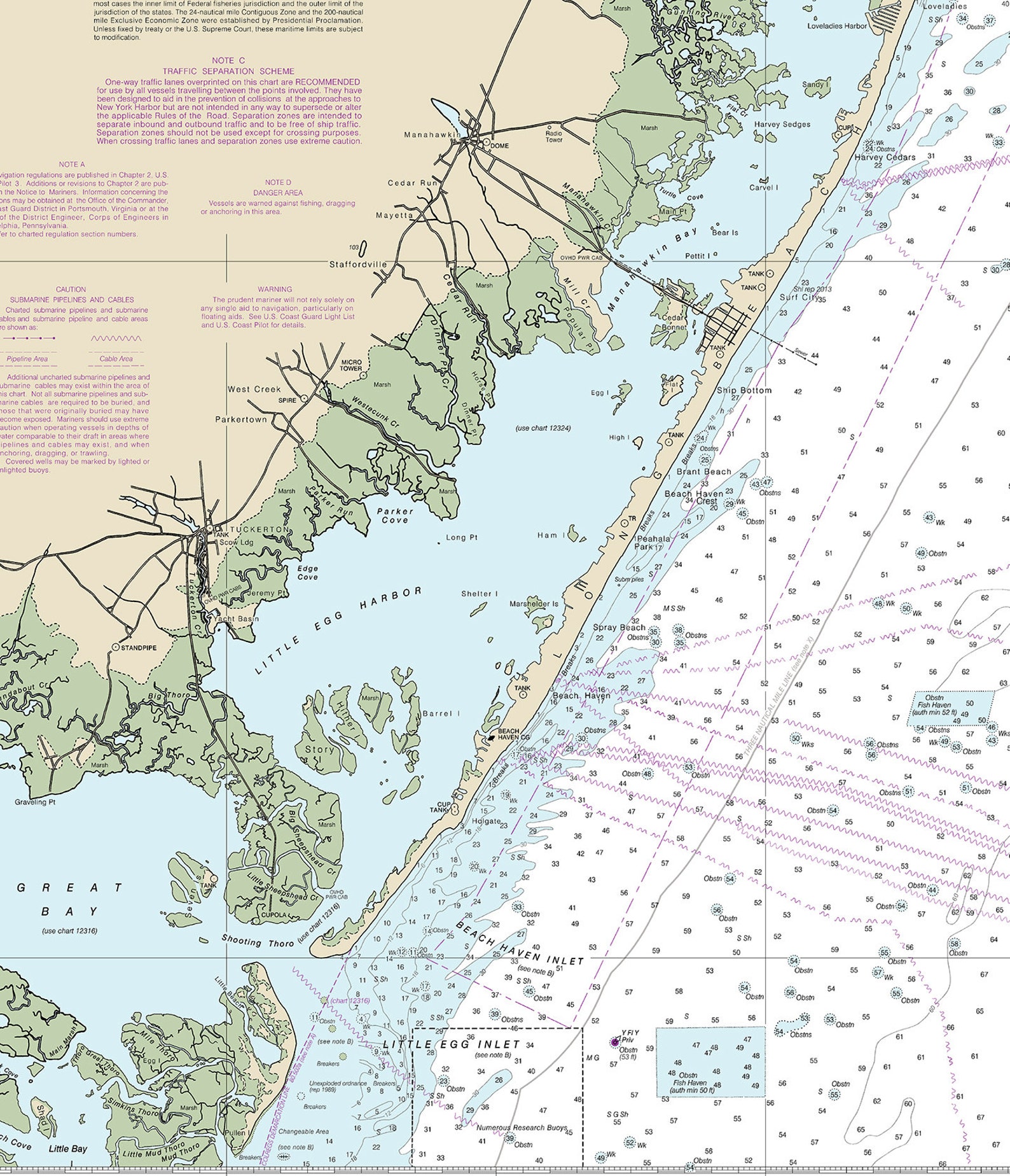 Nautical Charts of Sea Girt to Little Egg Inlet 12323. New | Etsy