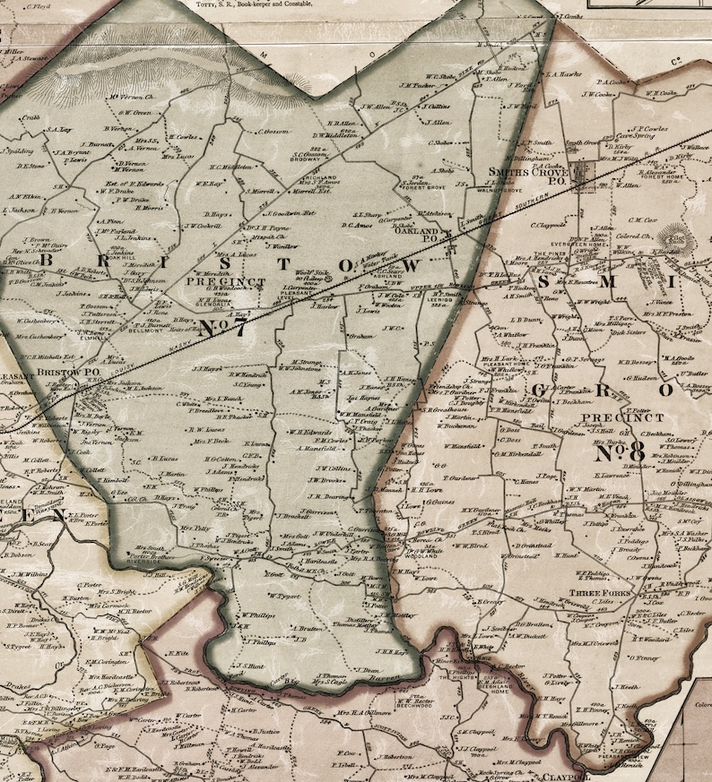 Map of the Warren County Kentucky 1877. Vintage Wall Art - Etsy