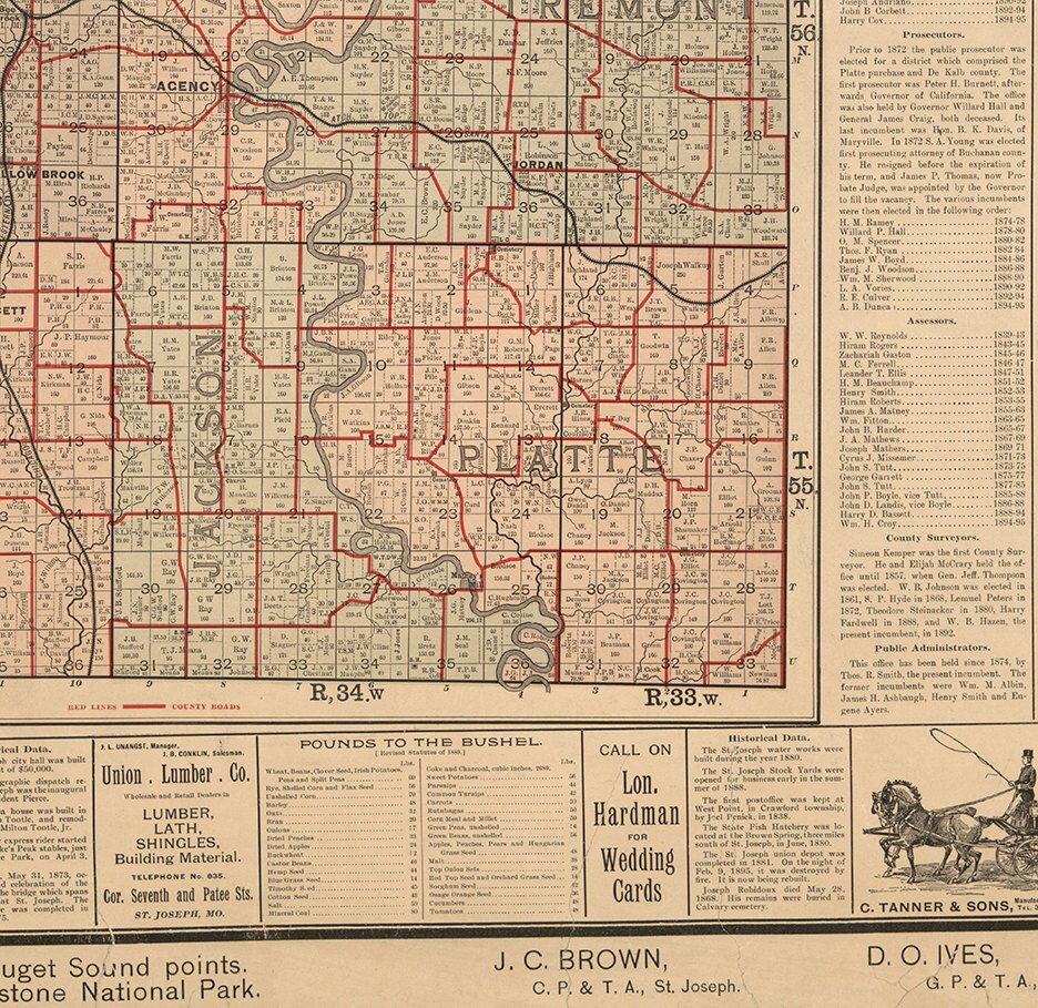 Map of Buchanan County, Missouri, MO, 1895. Restoration Hardware Home ...